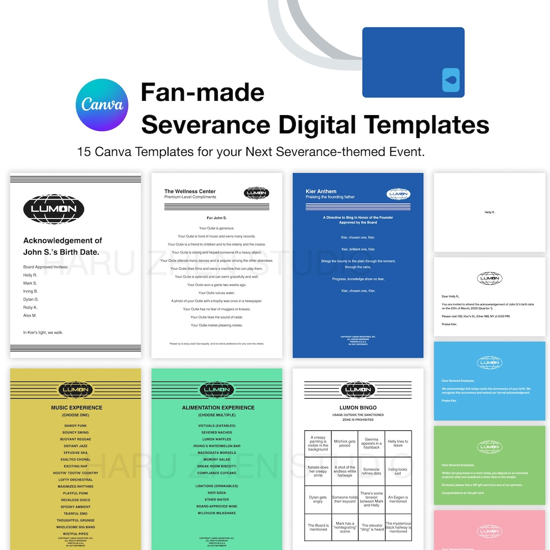 Severance Inspired Party Templates: Lumon Industries, Bingo, Watch ...