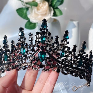 Black Crown Gothic Headdress Gorgeous Queen Crown Red Crystal Vampire ...