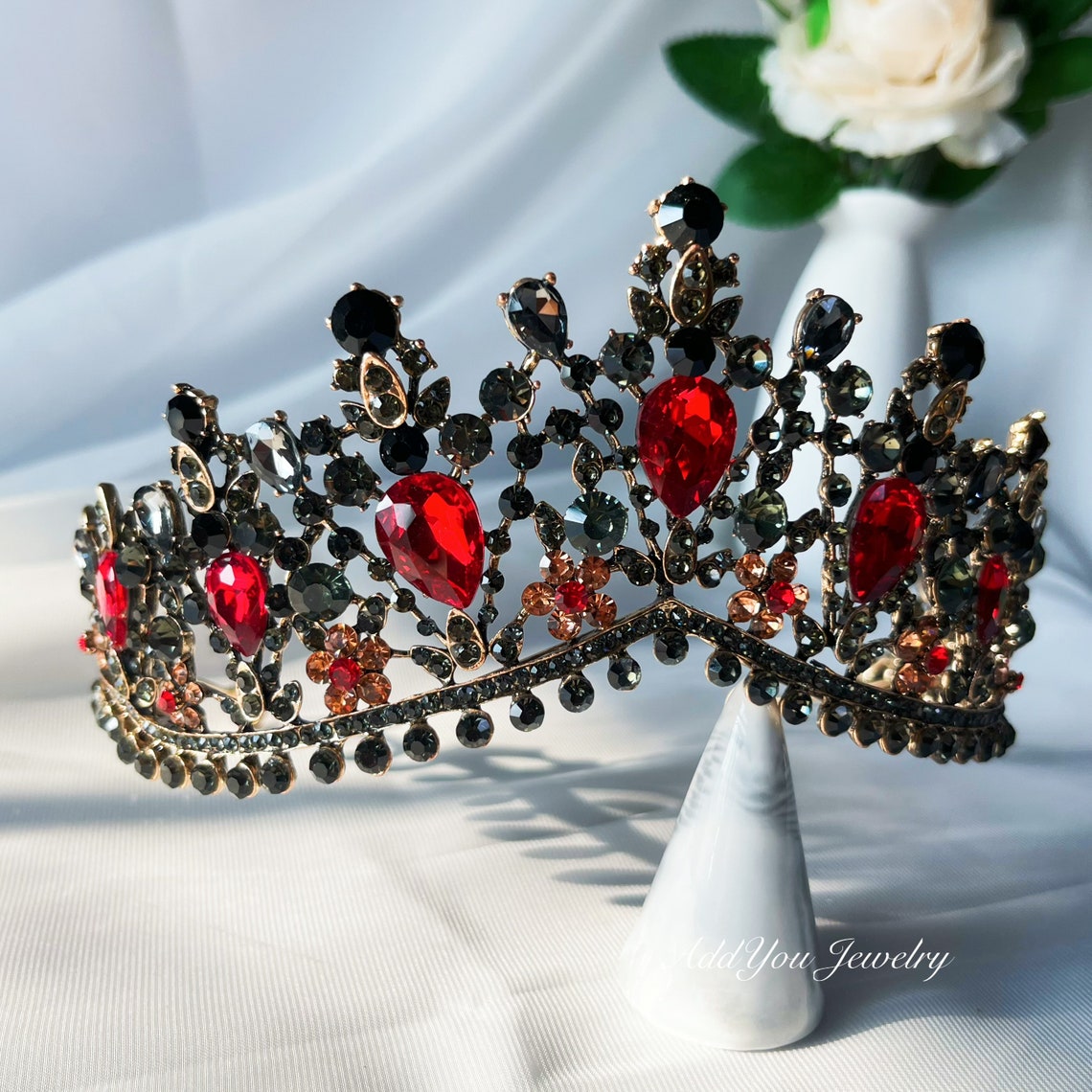 Red Crown Gothic Headdress Gorgeous Queen Crown Red Crystal - Etsy