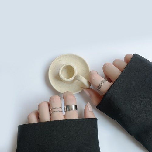 Hiphop/rock Metal Geometry Circular Punk Rings Set Open Rings - Etsy