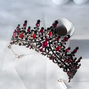Black Crown Gothic Headdress Gorgeous Queen Crown Red Crystal Vampire ...