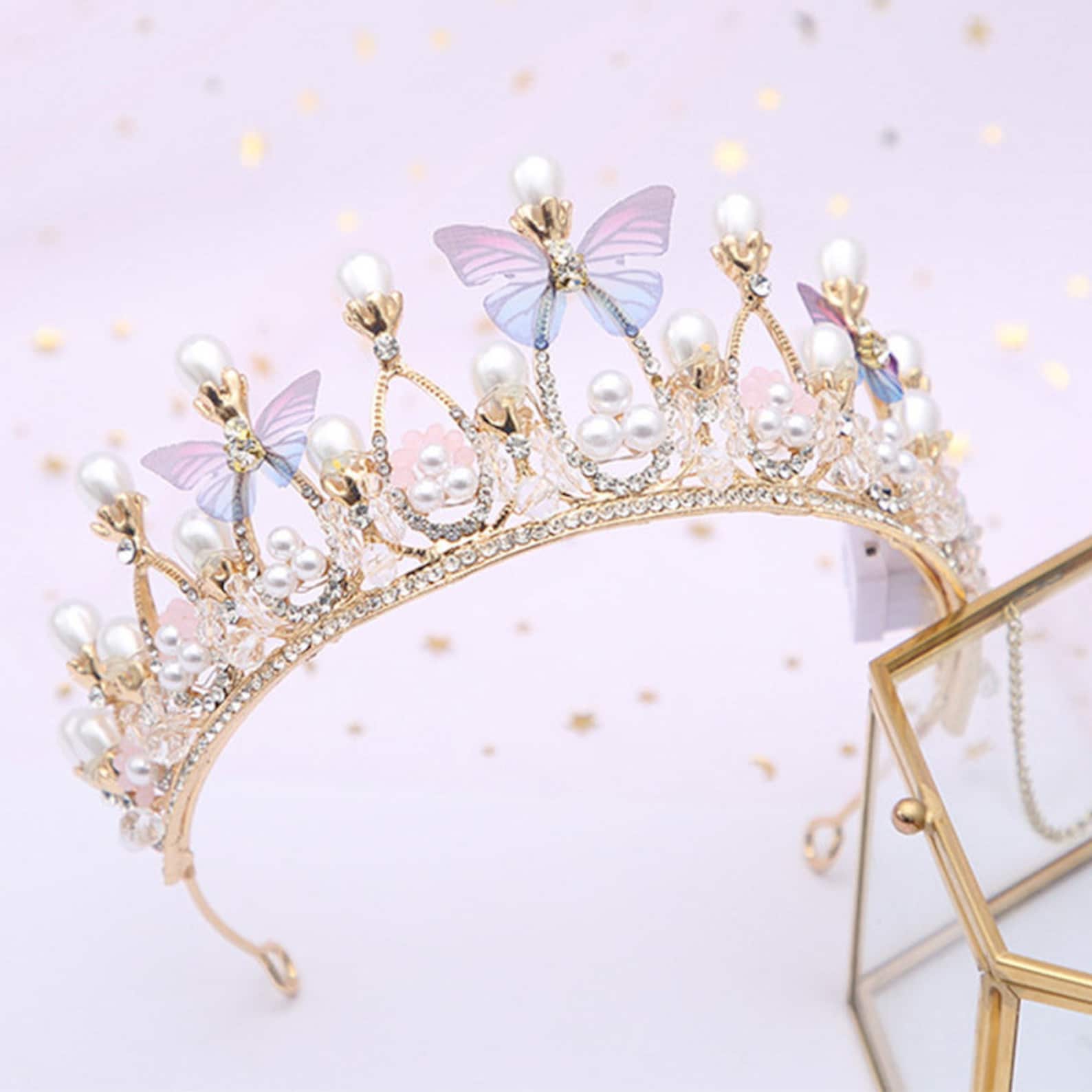 Child Tiara Gold Tiara Child Crown Wedding Tiara Blue - Etsy Australia