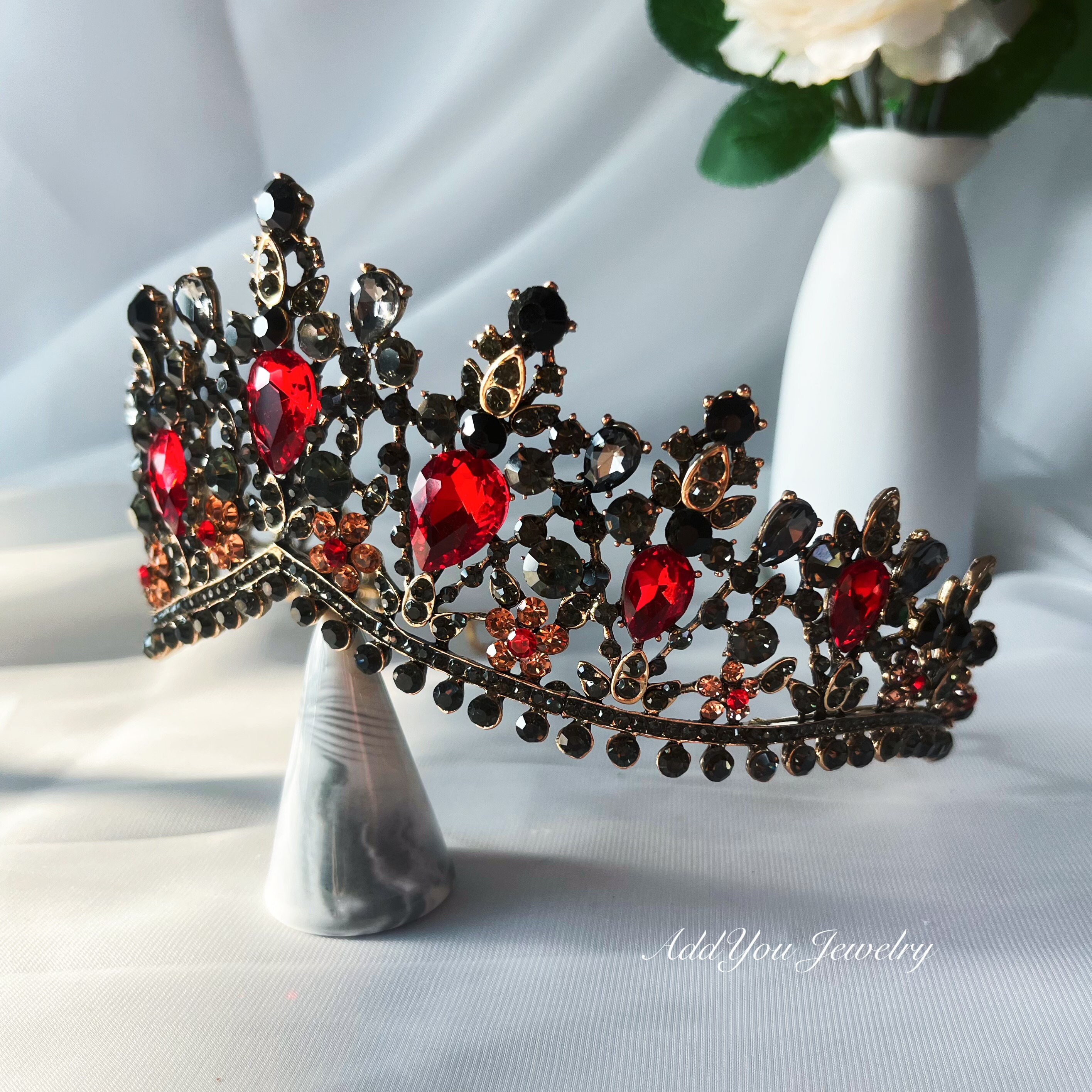 Red Crown Gothic Headdress Gorgeous Queen Crown Red Crystal - Etsy