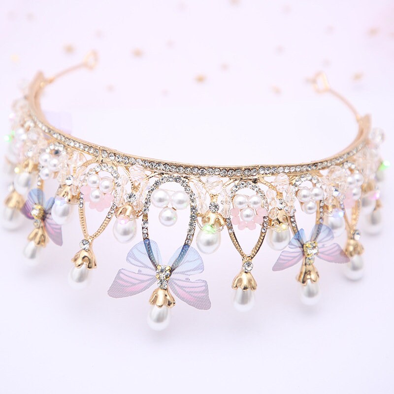 Child Tiara Gold Tiara Child Crown Wedding Tiara Blue - Etsy Canada