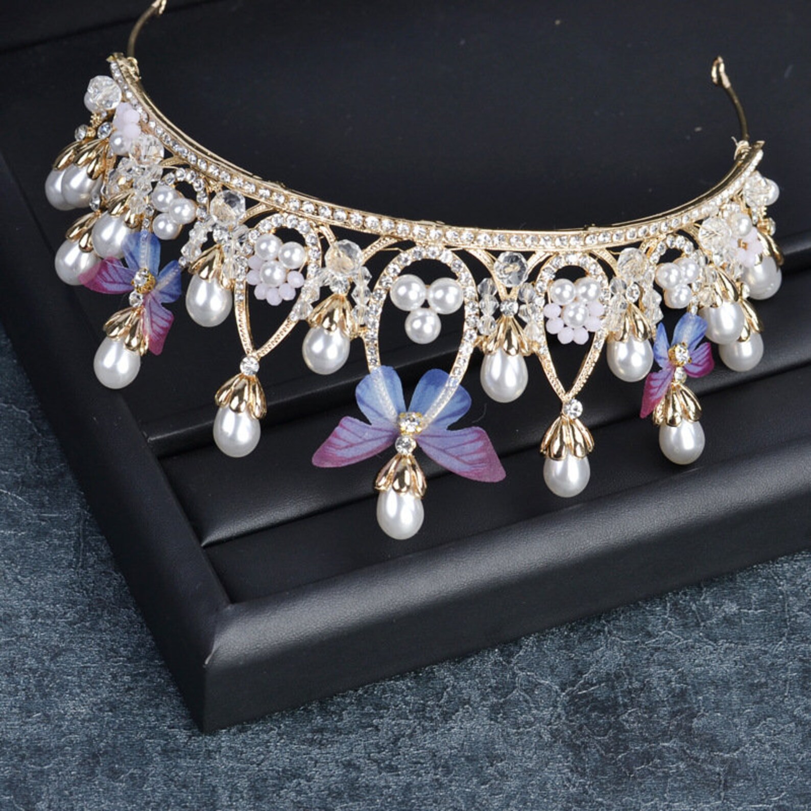 Child Tiara Gold Tiara Child Crown Wedding Tiara Blue - Etsy Australia