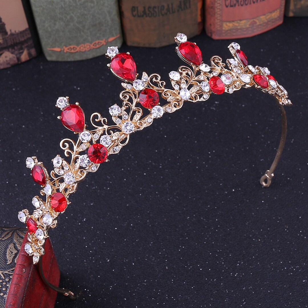Red Crown Gothic Headdress Gorgeous Queen Crown Red Crystal Vampire ...