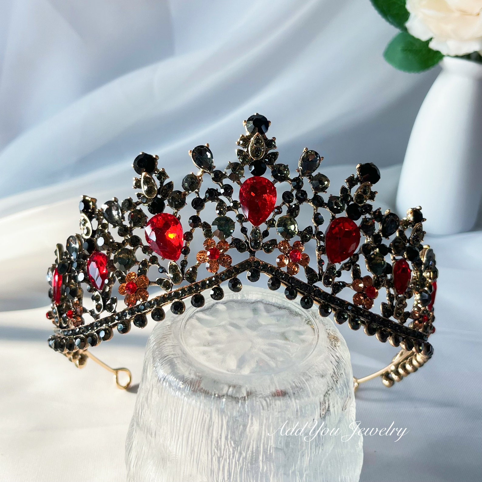 Red Crown Gothic Headdress Gorgeous Queen Crown Red Crystal - Etsy