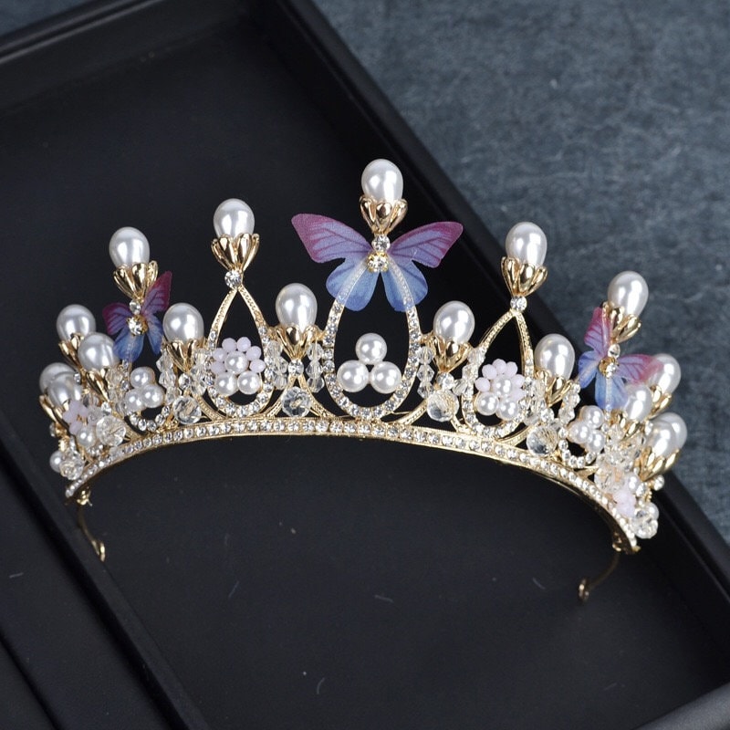 Child Tiara Gold Tiara Child Crown Wedding Tiara Blue | Etsy