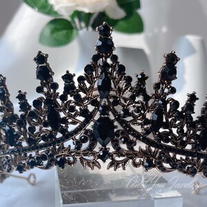Black Crown Gothic Headdress Gorgeous Queen Crown Red Crystal Vampire ...