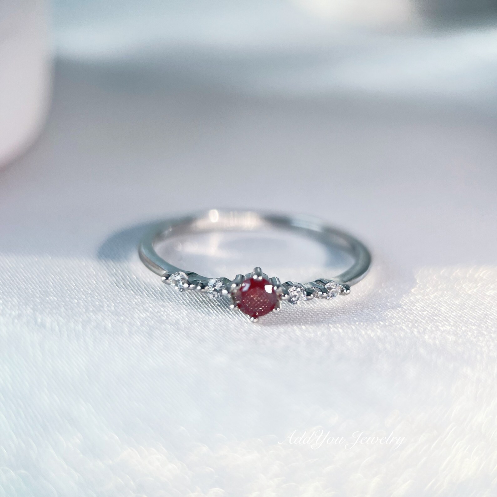 Sterling Sliver Red Tiny Gold Ring Unique Minimalist Dainty - Etsy