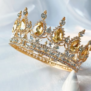 Gold Champers Color Rhinestone Wedding Crowns Tiaras for Women, Hair ...