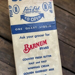 Vintage 1950's Barnum's Waxed Milk Carton - Etsy