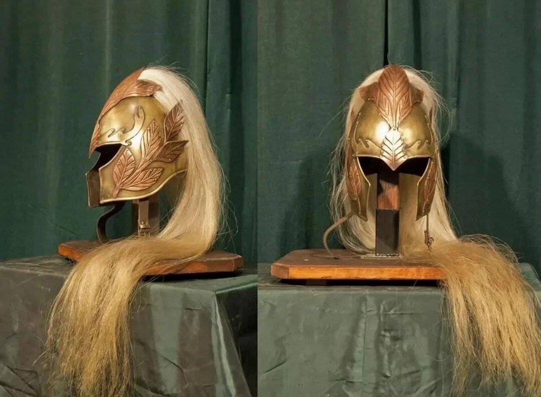 Elven Warrior Helmet With Leaf Design and Plume | Fantasy LARP Armor ...