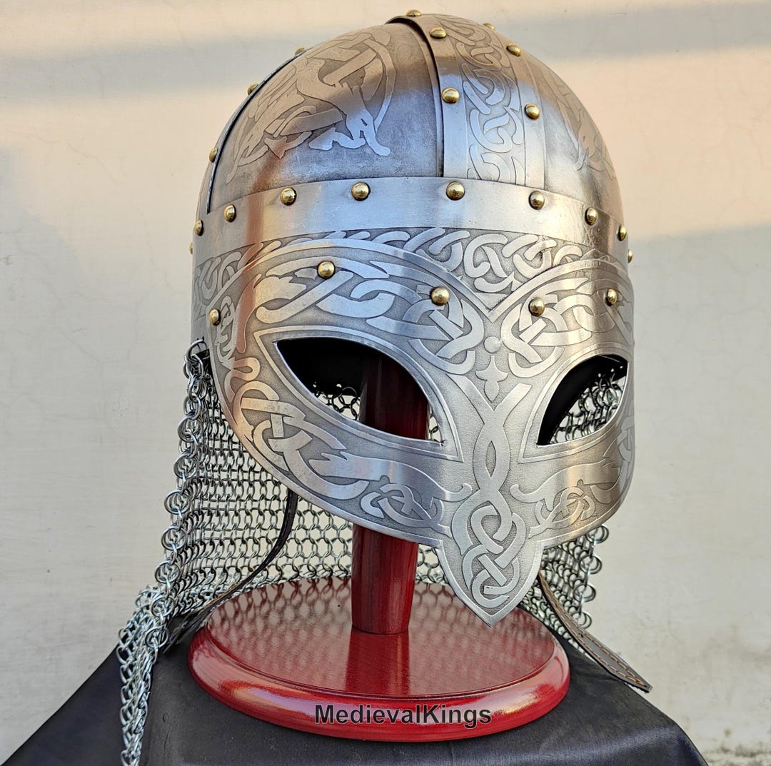 Viking Etched Gjermundbu Helmet | Authentic Nordic Warrior Armor Helmet ...