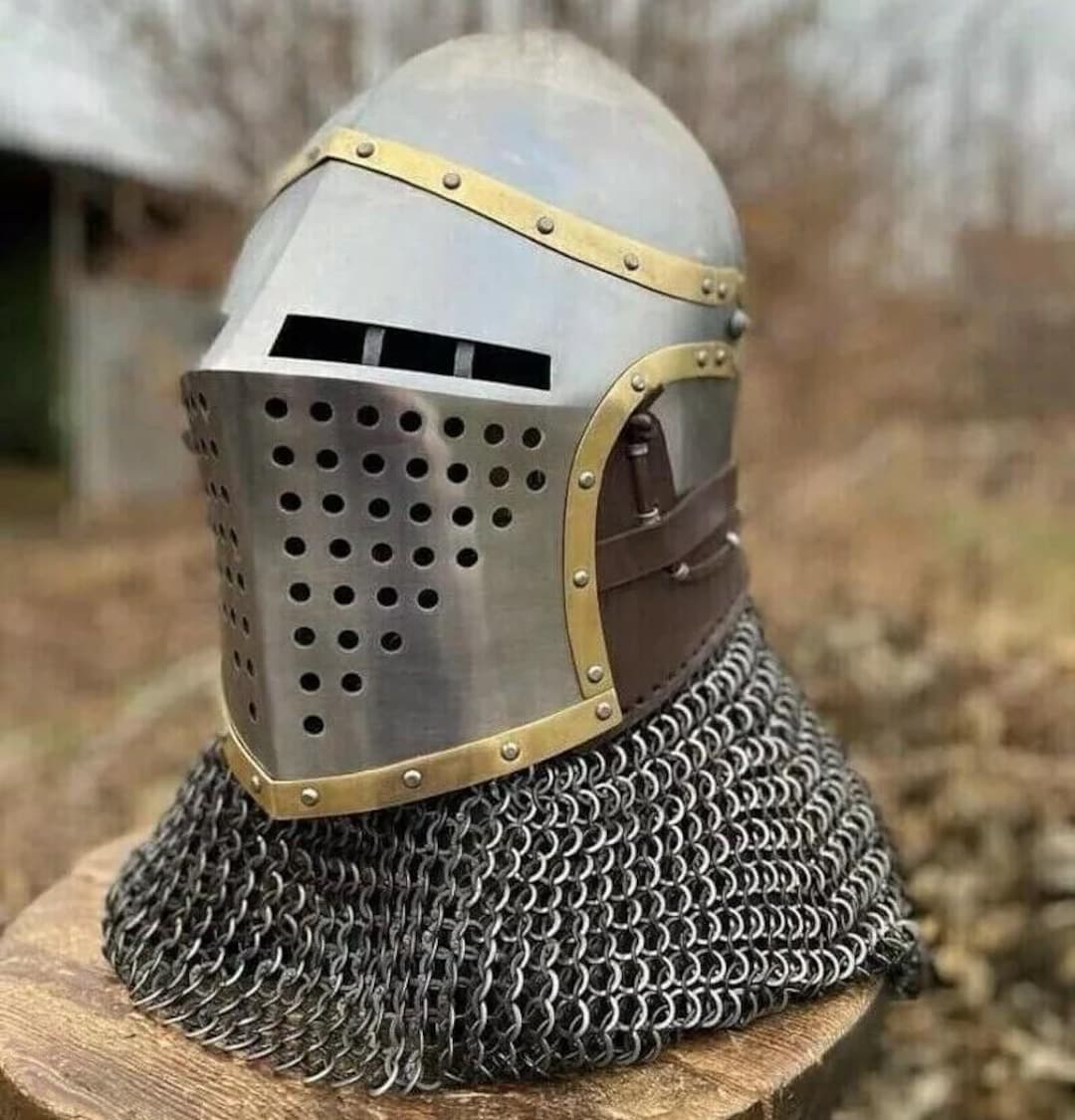 Medieval Combat Bascinet Helmet | Elite Knight Armor Helmet With Hounskull Visor | Crusader ...