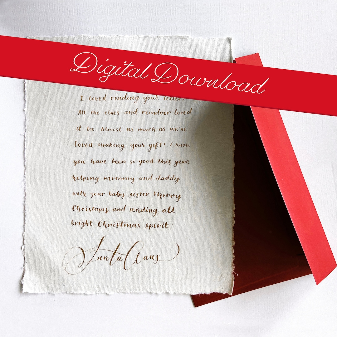 DIGITAL DOWNLOAD Letter From Santa Custom Letter Custom Calligraphy ...