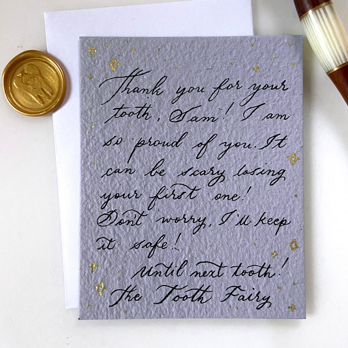 Tooth Fairy Letter Custom Calligraphy First Tooth Gift Letter for a ...