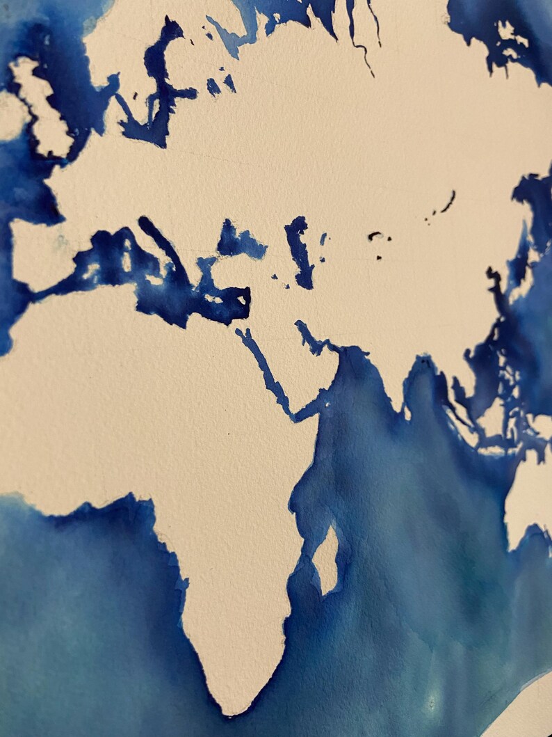Custom Watercolor Map Painting: Personalized Travel Keepsake, World or ...