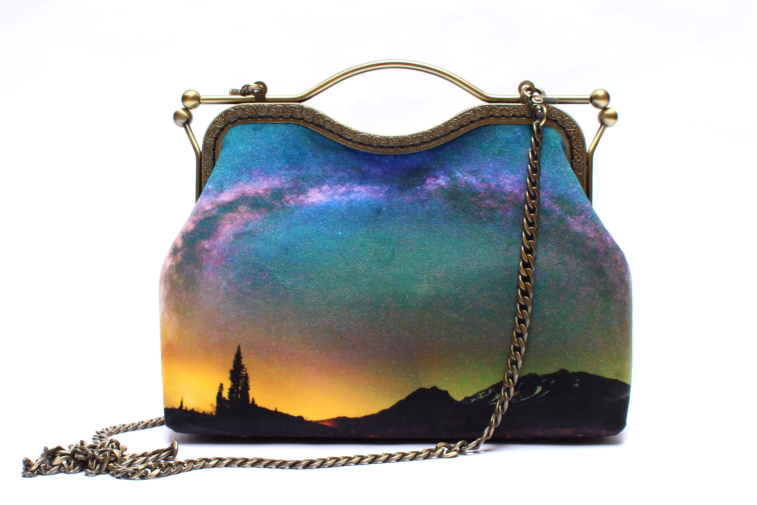 Mt Shasta Under the Milky Way Velvet Handbag - Etsy