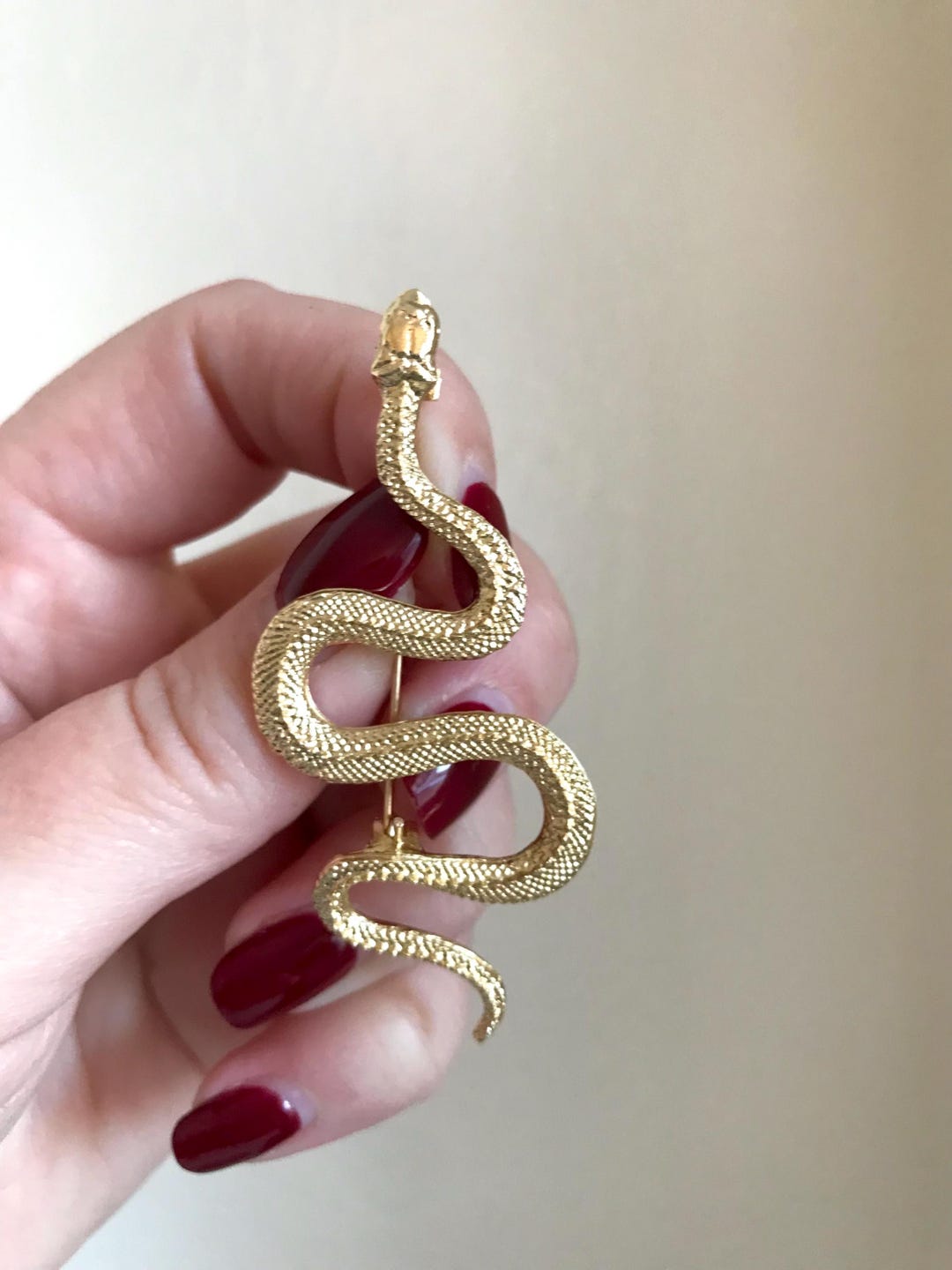 Large Snake Brooch. Snake Lapel Pin in Gold Tone. Statement Snake Pin ...