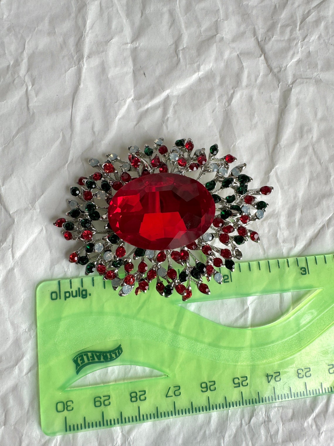 Oversized Red Rhinestone Brooch: Vintage Ruby Lapel Pin (2.8”) - Etsy