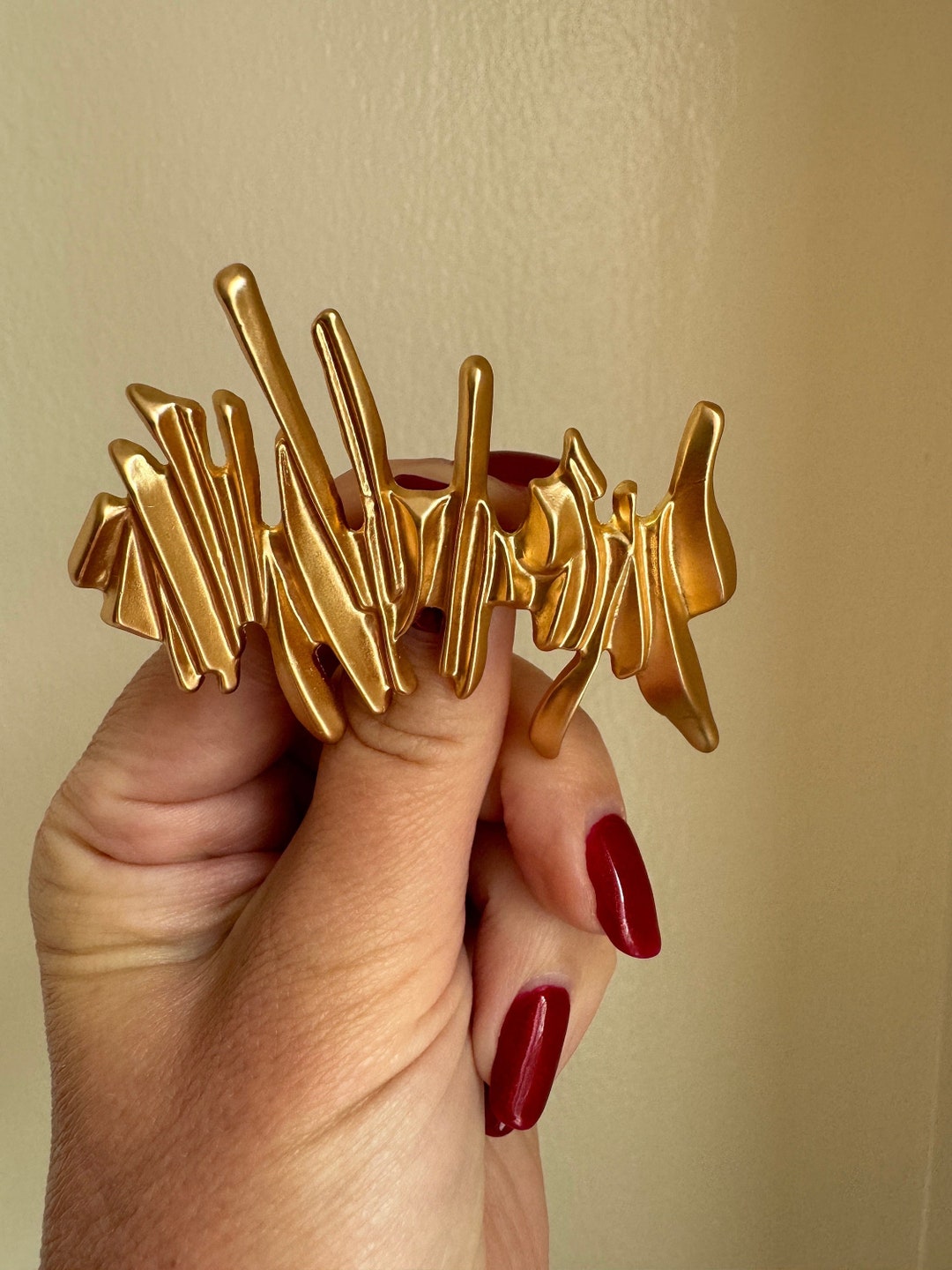 Crumpled Gold Brooch: Abstract Brutalist Art Pin - Etsy