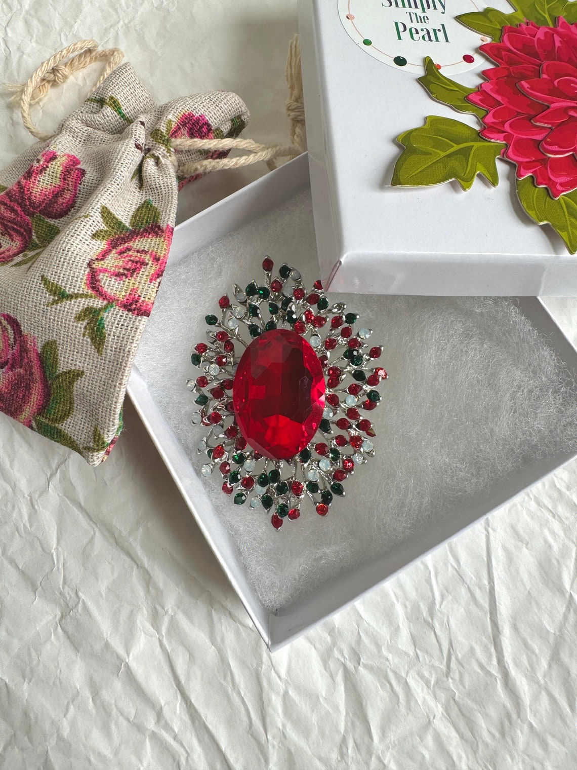 Oversized Red Rhinestone Brooch: Vintage Ruby Lapel Pin (2.8”) - Etsy