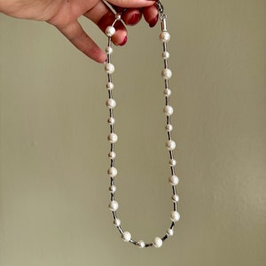 Silver Pearl Necklace. Majorca Pearl Choker. Shell Pearl Necklace ...