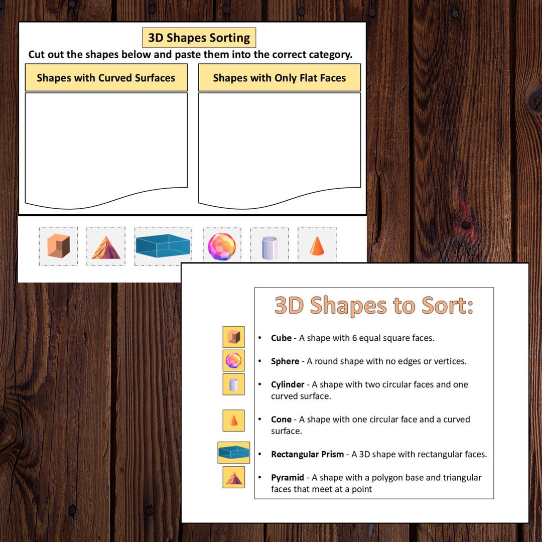 3d Shapes Sorting,3d Shapes Worksheet,kindergarten Math,3d Shapes ...