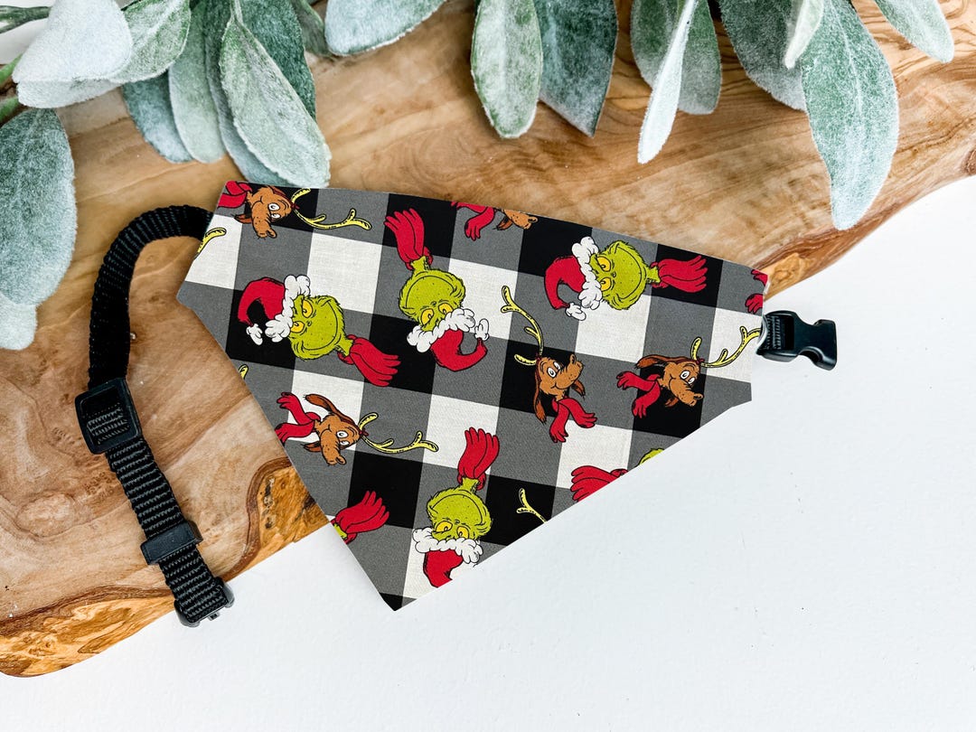 The Grinch Dog Bandana | Grinch and Max Plaid Christmas Pet Bandana ...