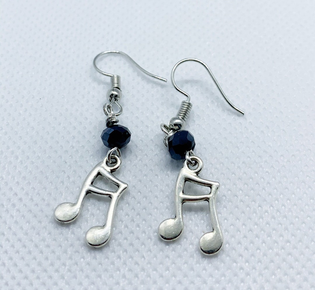 Music Earrings, Music Note Earrings, Musical Notes Earrings, Silver ...