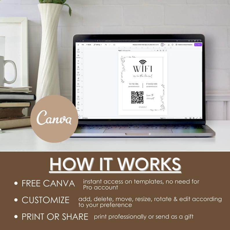Airbnb Wifi Sign, QR Code, Editable Template (digital Download) - Etsy