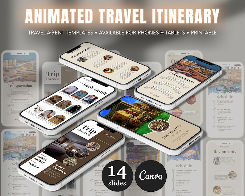 Animated Travel Itinerary Template, Vacation Proposal, Canva (digital ...