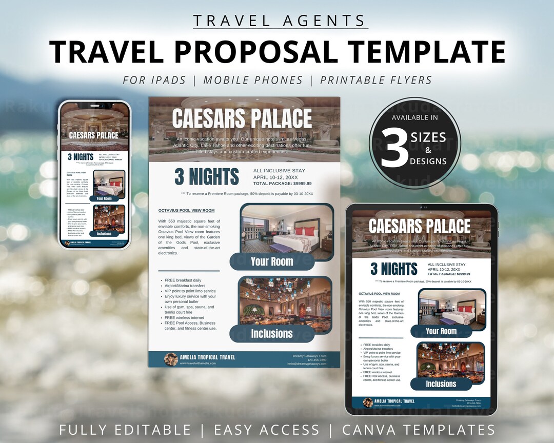 Editable Travel Agent Proposal Template, Canva DIY (digital Download ...