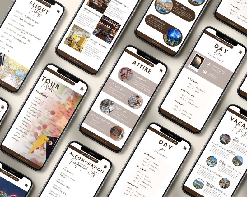 Editable Travel Itinerary Template | Mobile Trip Planner, Canva ...