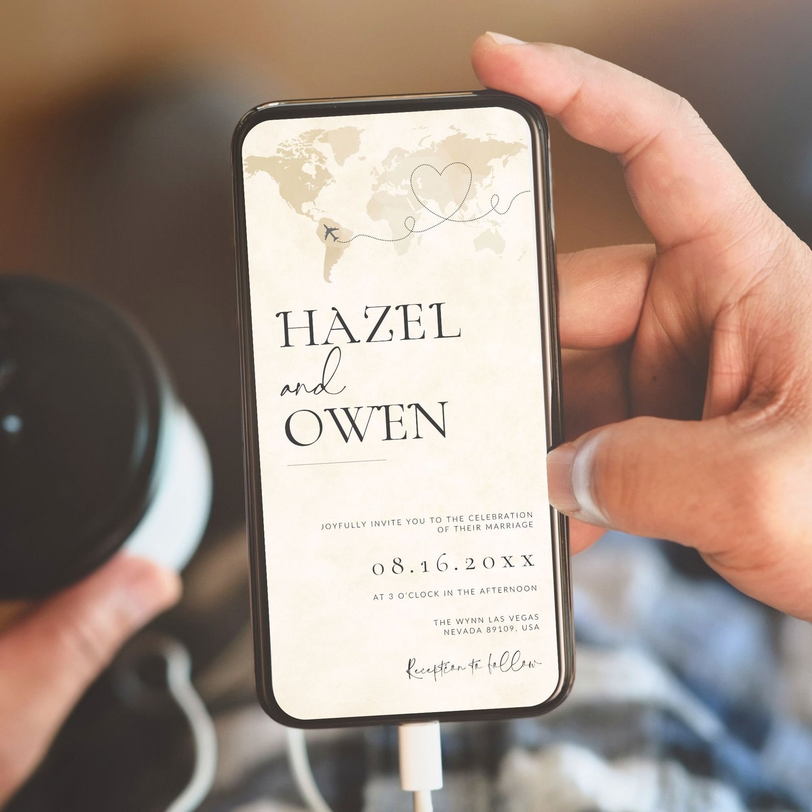 Travel Themed Wedding Invitation Canva, Editable Destination Wedding ...