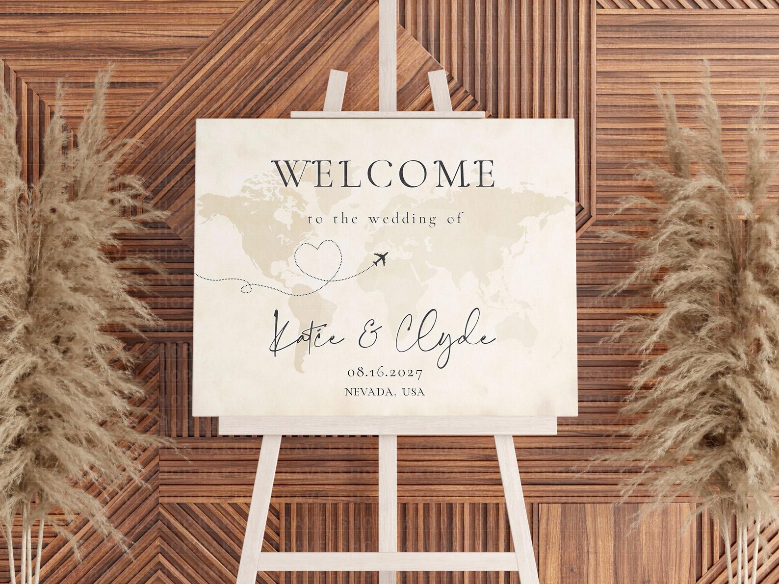 Travel Theme Wedding Welcome Sign, Editable World Map Themed Welcome ...