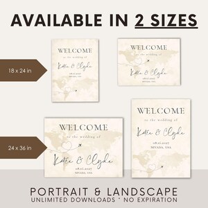 Travel Theme Welcome Sign, Modern Wedding World Map Welcome Poster ...