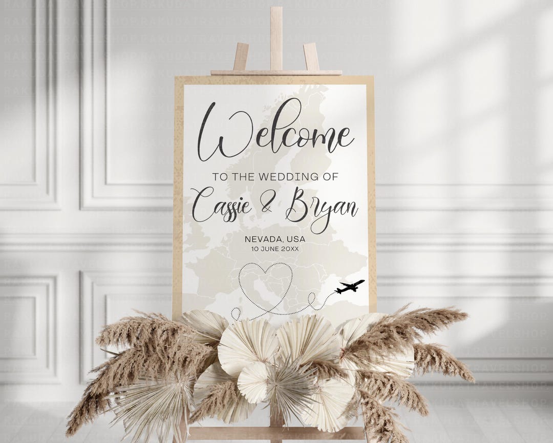 Travel Destination Theme Wedding Welcome Sign, Heart Shaped Location ...