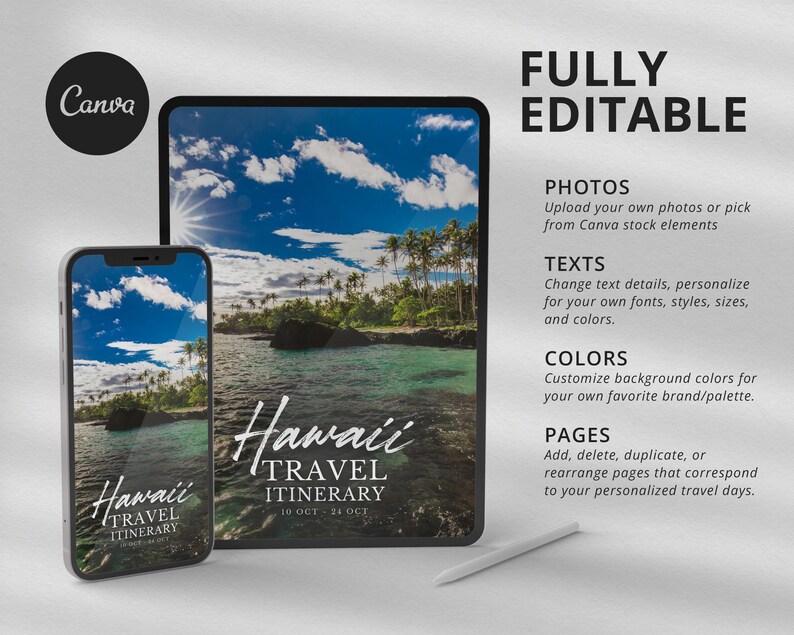 Editable Travel Itinerary Template, Mobile Trip Planner for Goodnotes ...