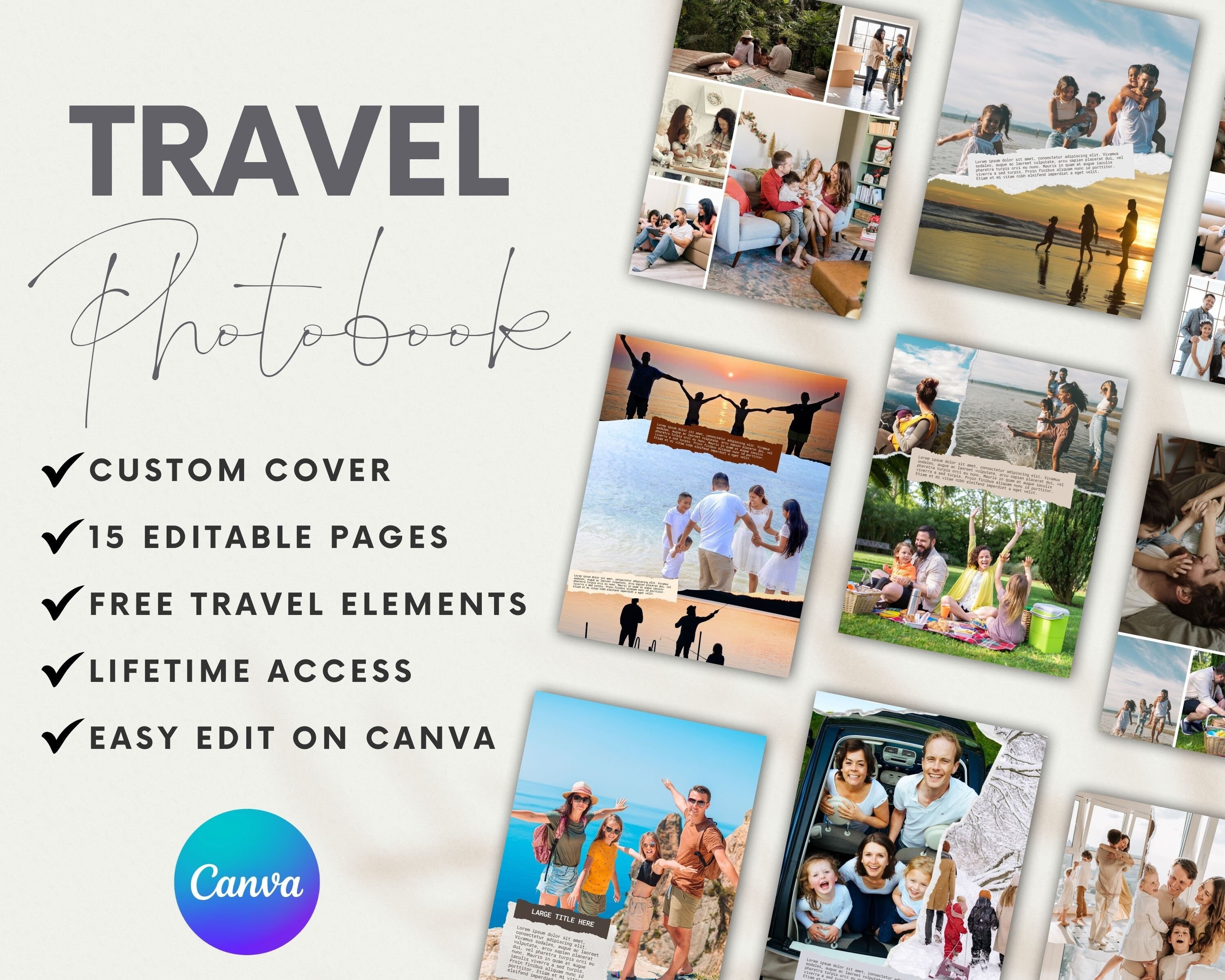 Travel Photo Book Template, Family Home Vacation Trip Memory Pictures ...