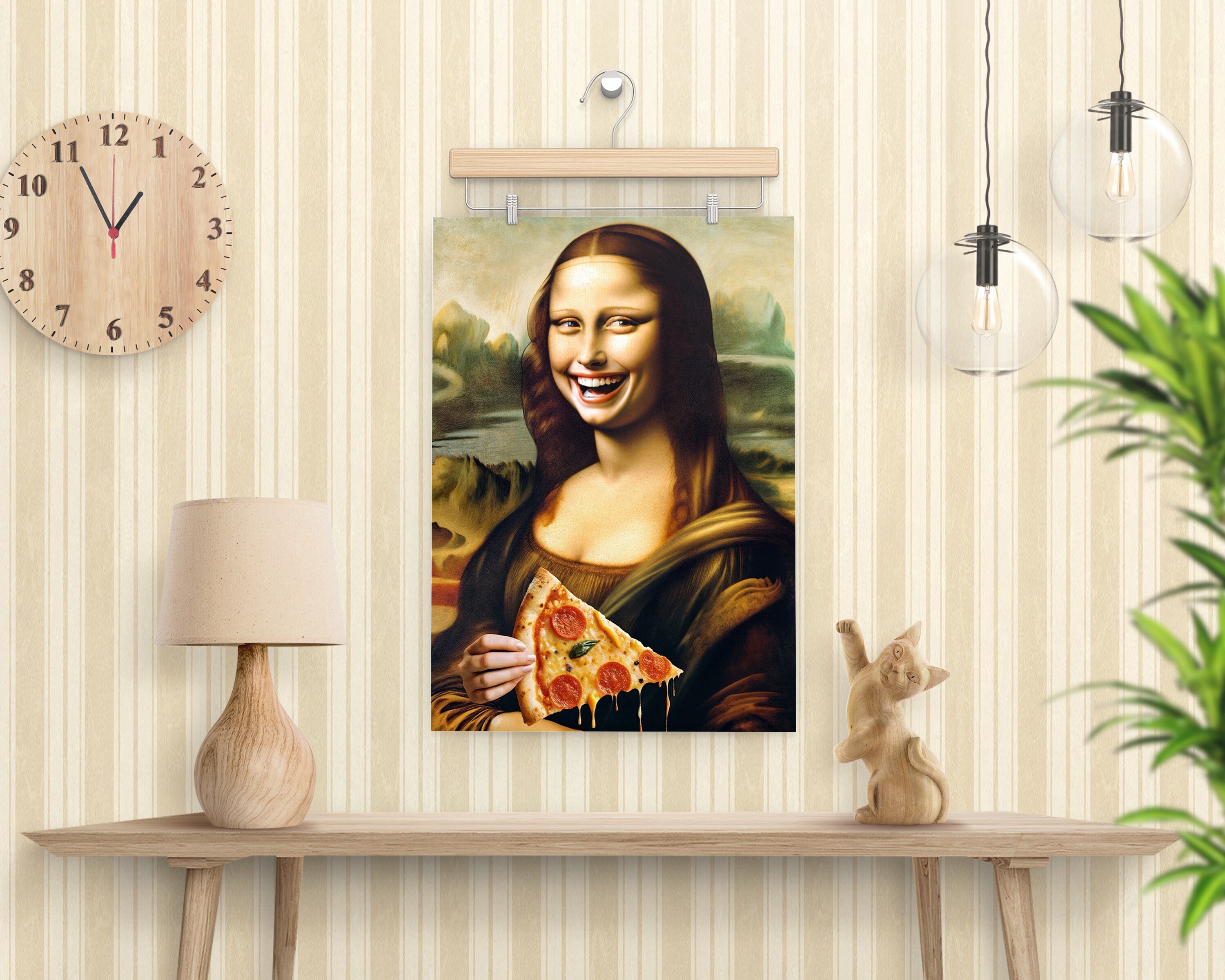 Mona Lisa With Pizza Wall Art Printable | Modern Monalisa Photo Poster ...