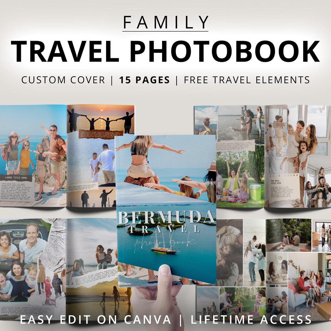 Travel Photo Book Template, Family Home Vacation Trip Memory Pictures ...