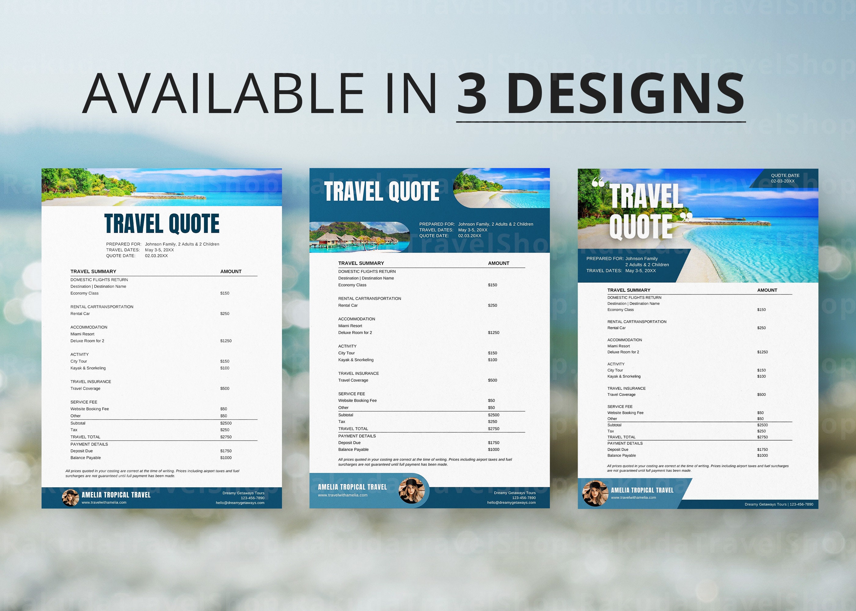 Travel Agent Quote Template, Travel Agency Vacation Template for ...