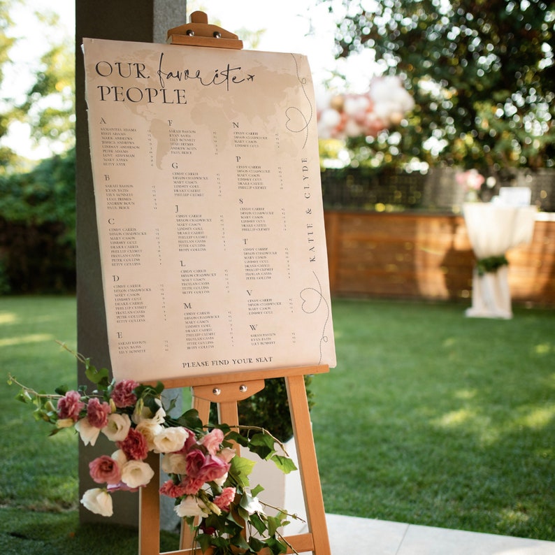 Travel Theme Seating Chart for Wedding, Editable Seating Tables Plan ...