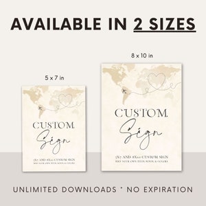 Travel Themed Bridal Shower Signs, Custom Wedding Destination Signage ...