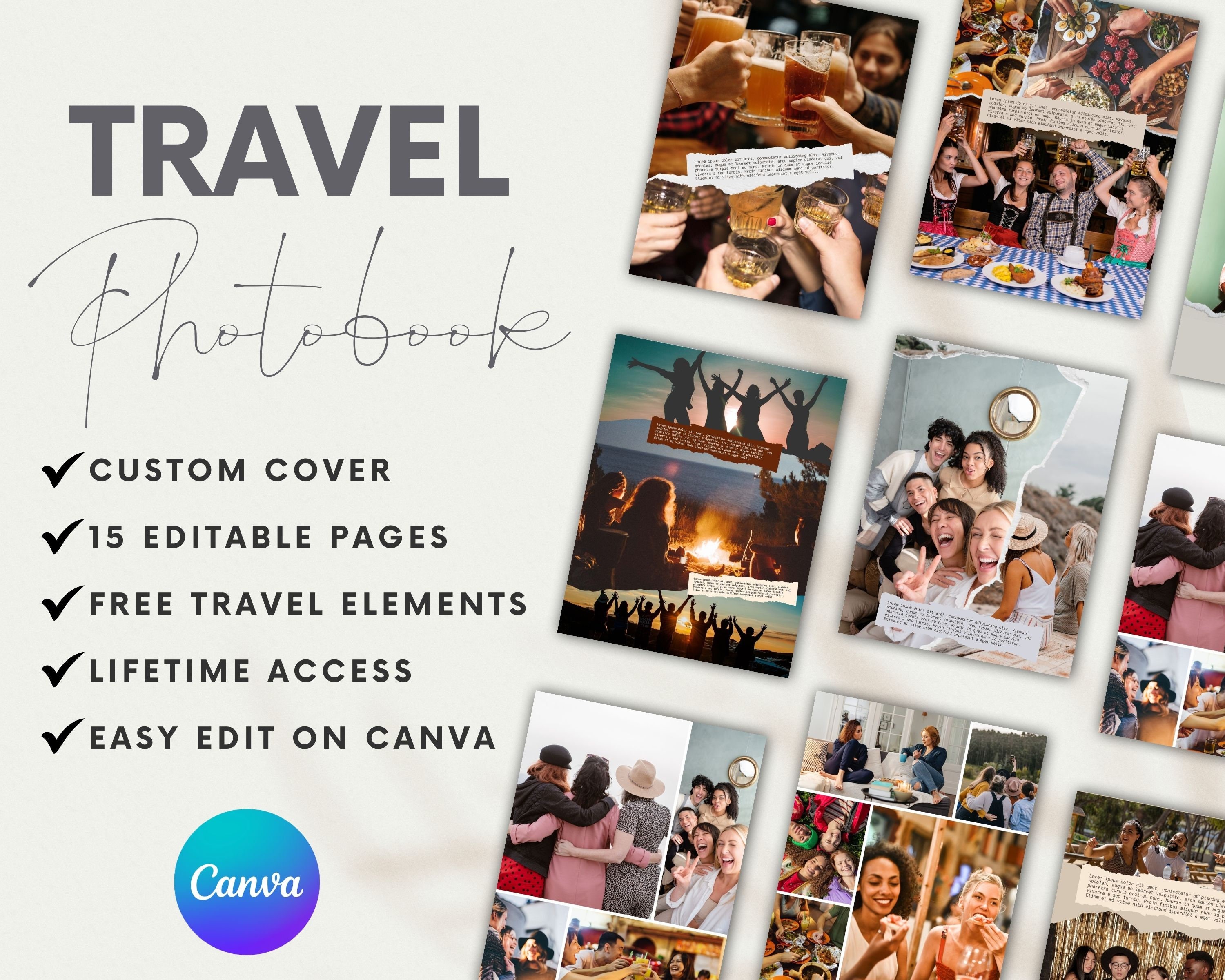 Italy Travel Photo Book, Friends Family Group Pictures Album Template ...