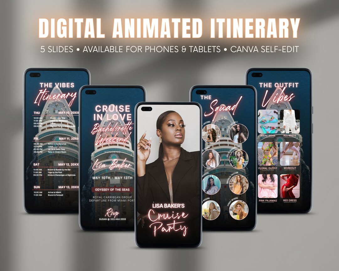 Cruise Bachelorette Party Itinerary, Custom Photo Mobile Evite (CANVA ...