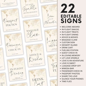 Travel Themed Bridal Shower Signs, Custom Wedding Destination Signage ...