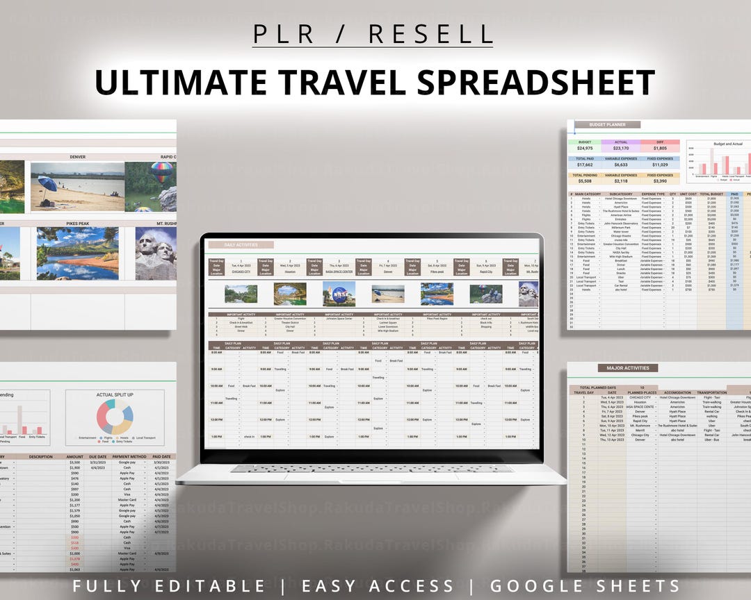 Travel Organizer Spreadsheet, Ultimate Vacation Planner Google Sheet ...